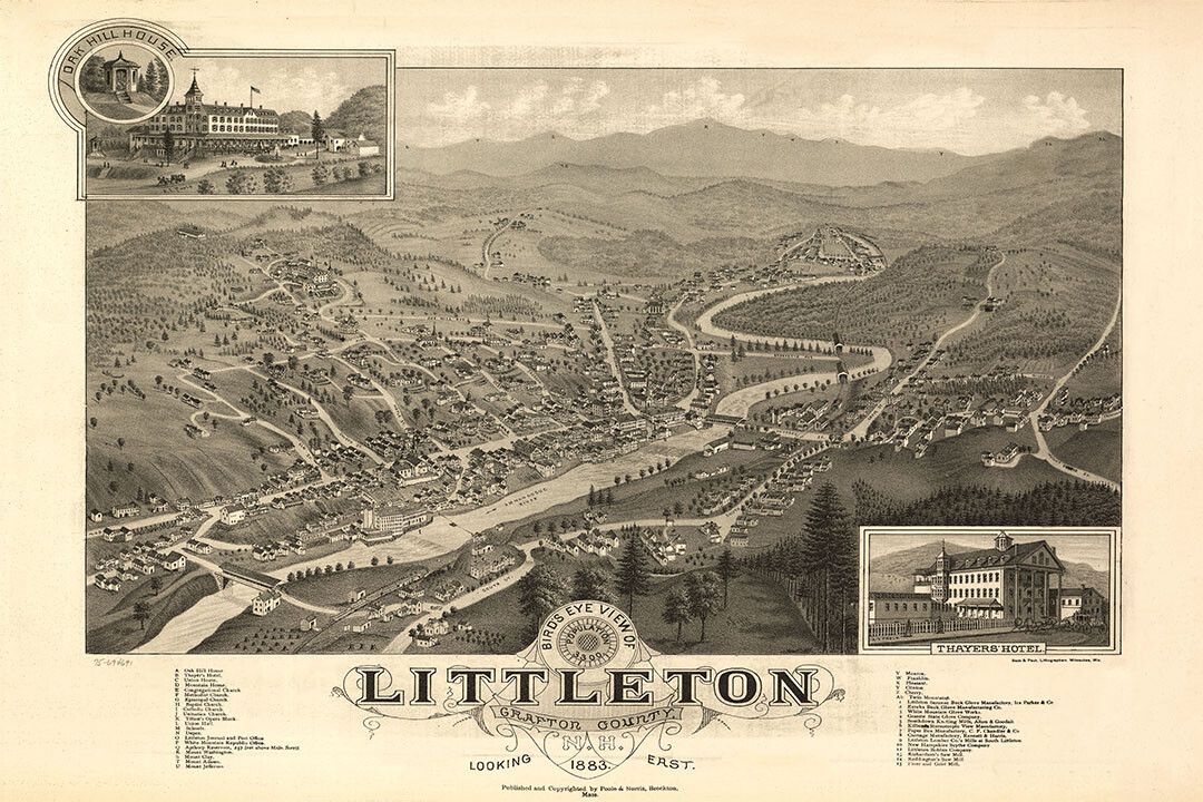 Birds Eye View 1883 Littleton Graft Vintage City Map Jigsaw Puzzle ...
