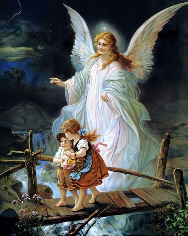Guardian Angel Watching Over Children On Bridge Drawing 300 PCS Jigsaw ...