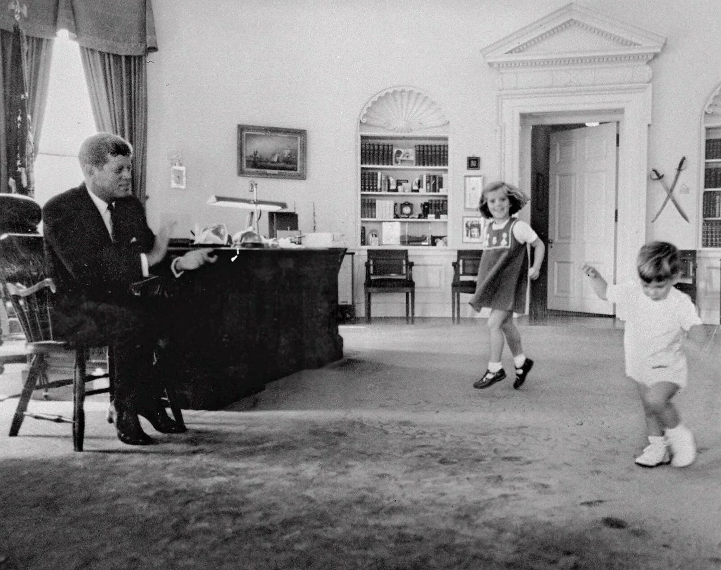 President John Kennedy Jfk Oval Office W Kids Caroline & Jr Keychain ...